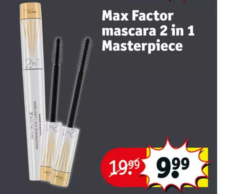 Max Factor mascara 2 in 1 masterpiece aanbieding bij Kruidvat