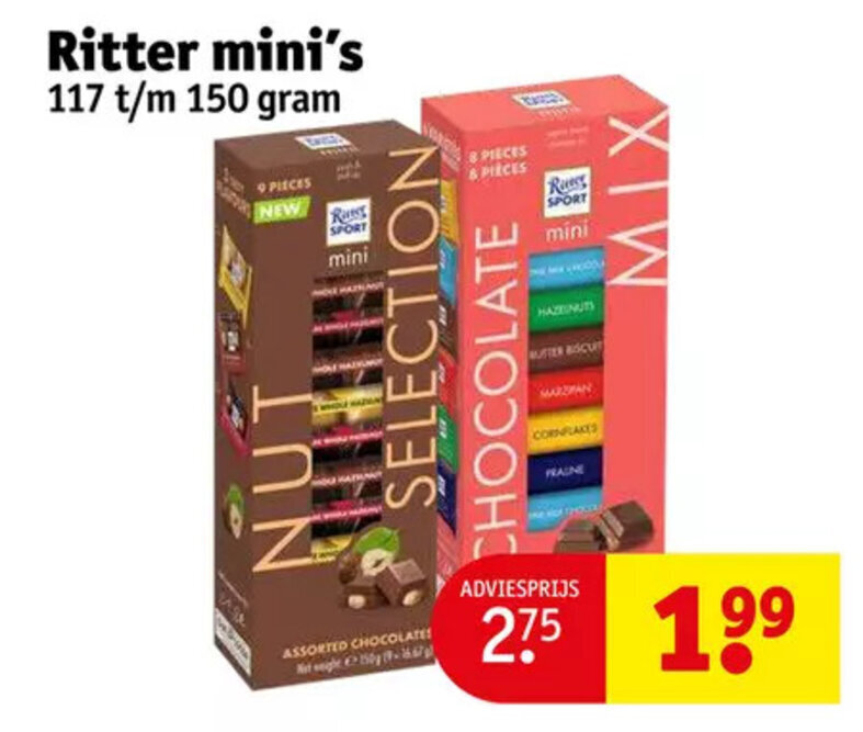 Ritter mini's 150g aanbieding bij Kruidvat
