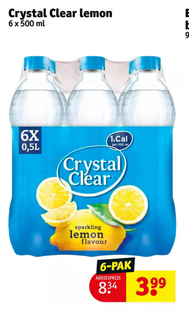 Crystal clear lemon 6 x 500ml aanbieding bij Kruidvat