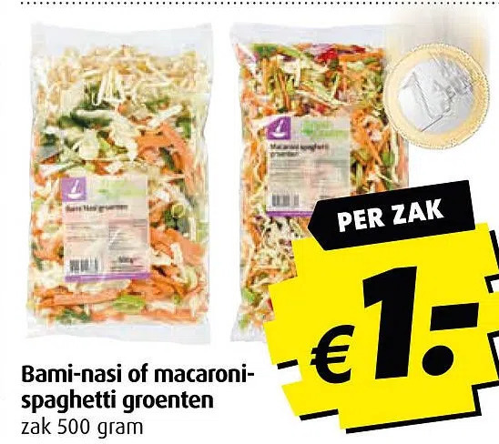 Bami-nasi of macaroni- spaghetti groenten aanbieding bij Boni