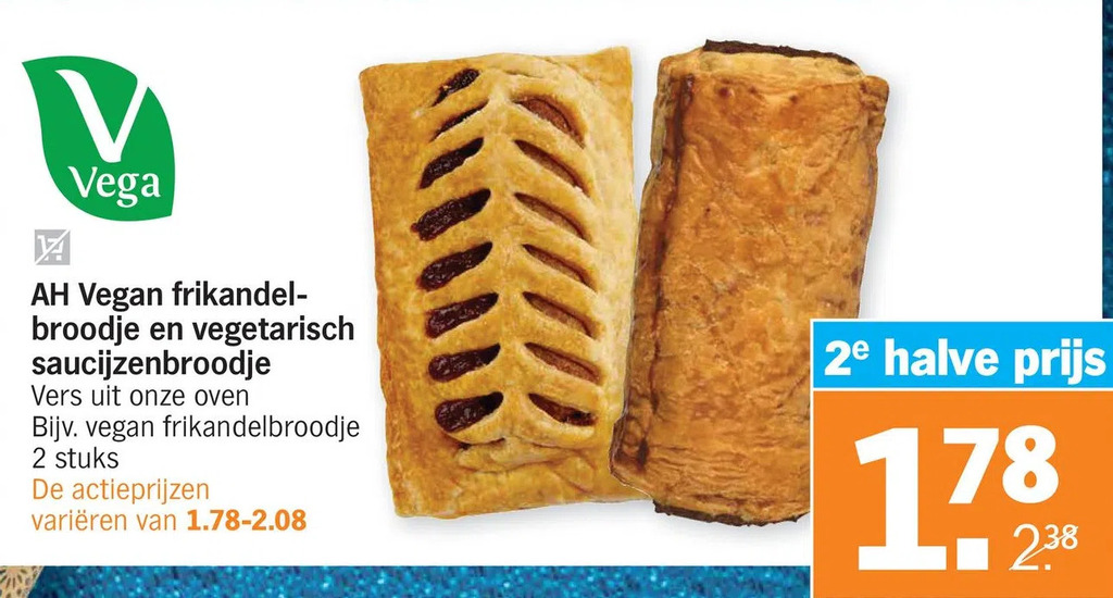 Ah vegan frikandelbroodje en vegetarisch saucijzenbroodje aanbieding ...
