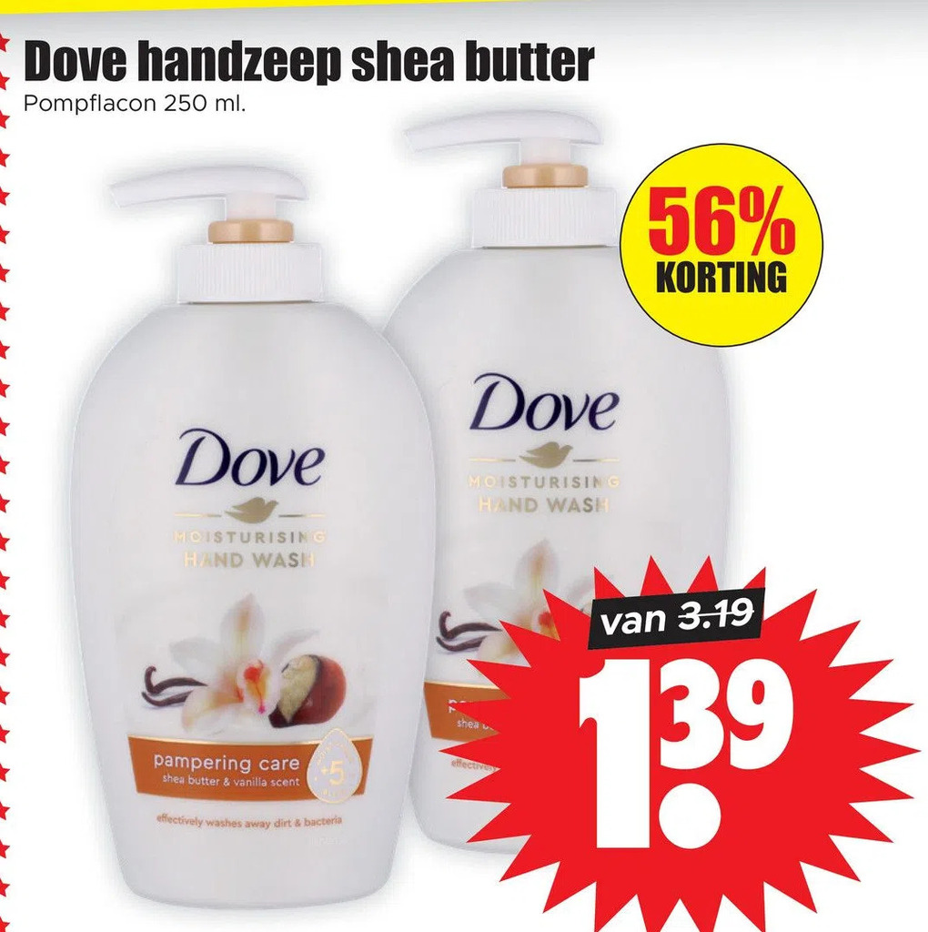Dove handzeep shea butter aanbieding bij Dirk