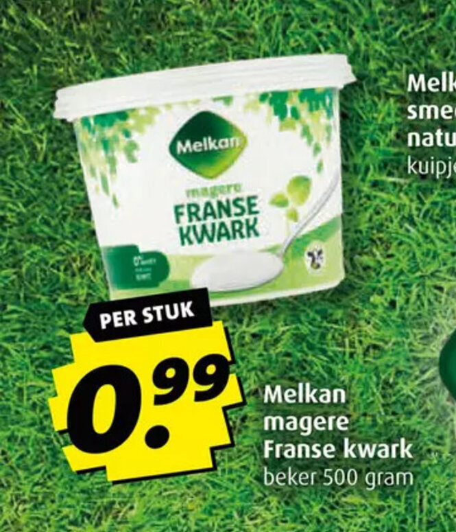 Melkan magere Franse kwark 500 gram aanbieding bij Boni
