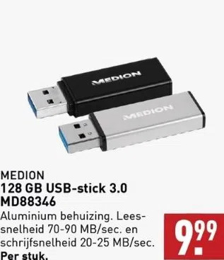 128 gb usb-stick 3.0 md88346 aanbieding bij ALDI