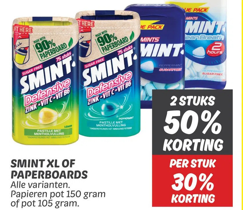 Smint xl of paperboards aanbieding bij Dekamarkt