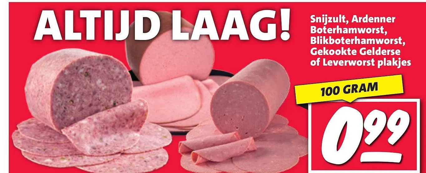 Snijzult, ardenner boterhamworst, blikboterhamworst, gekookte gelderse ...