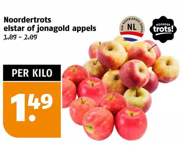 Noordertrots elstar of jonagold appels aanbieding bij Poiesz