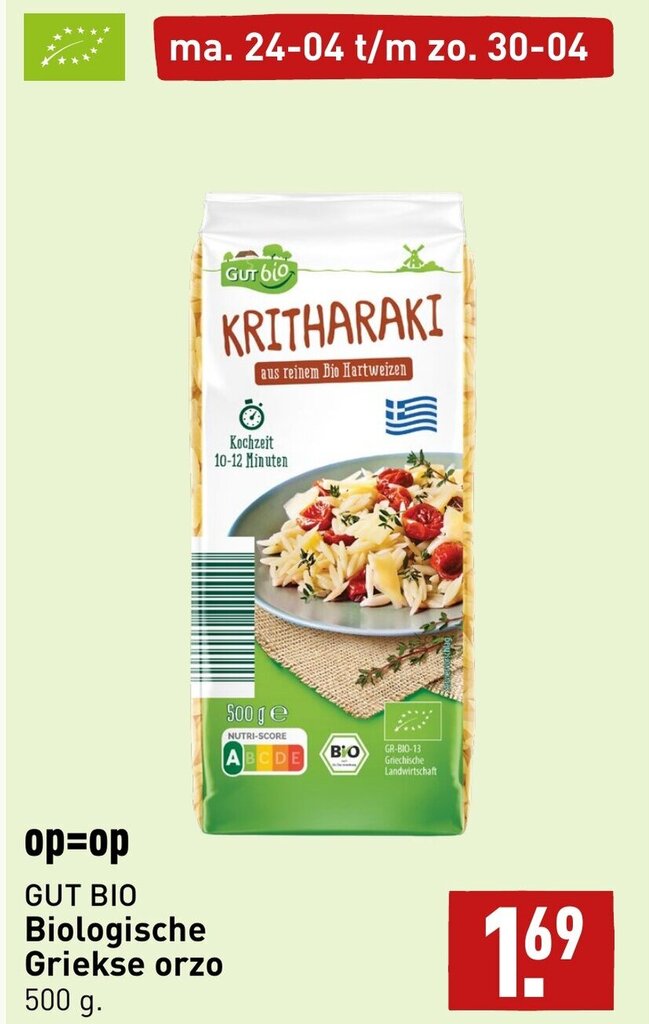 Gut Bio biologische griekse orzo 500G aanbieding bij ALDI