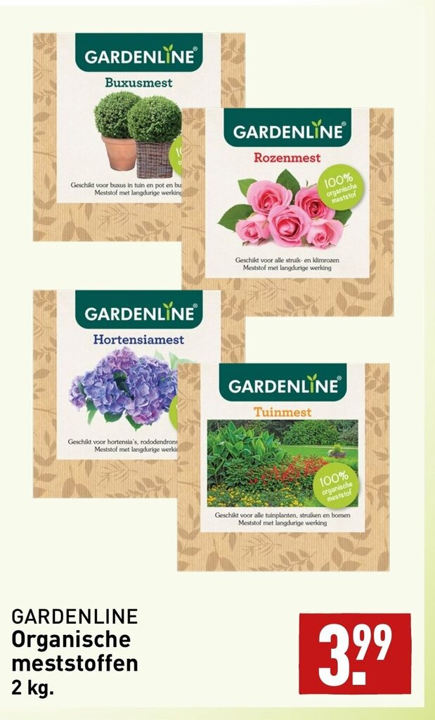 Gardenline organische meststoffen 2KG aanbieding bij ALDI