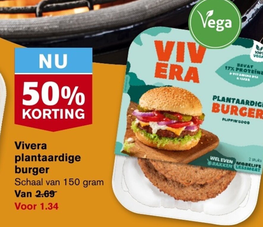 Vivera plantaardige burger 150g aanbieding bij Hoogvliet