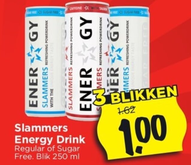 Slammers energy drink 250ML aanbieding bij Vomar Voordeelmarkt