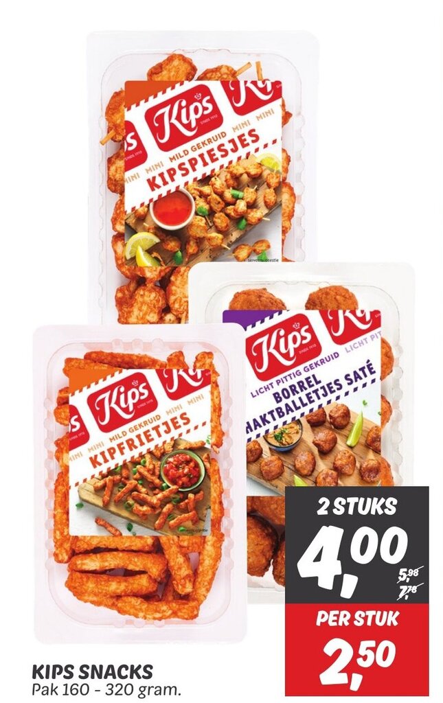 Kips snacks 160 - 320 gram. aanbieding bij Dekamarkt