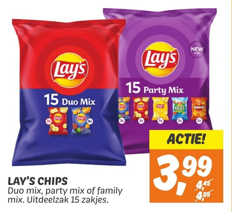 Lay's chips duo mix aanbieding bij Dekamarkt