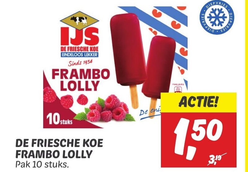 De friesche koe frambo lolly aanbieding bij Dekamarkt