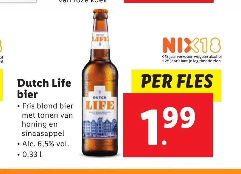 Dutch Life bier 0,33 l aanbieding bij Lidl