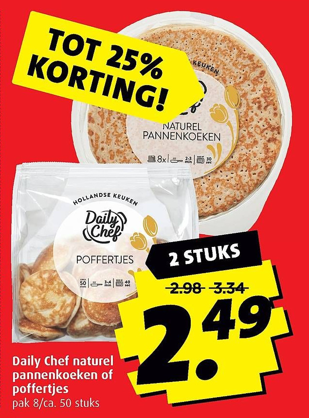 Daily Chef naturel pannenkoeken of poffertjes aanbieding bij Boni