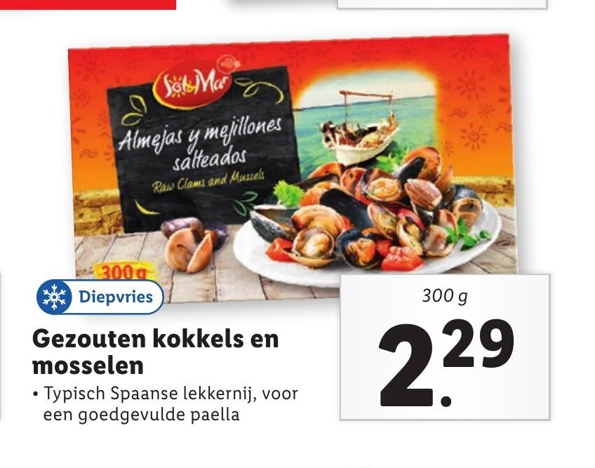 Diepvries Gezouten kokkels en mosselen 300 g aanbieding bij Lidl