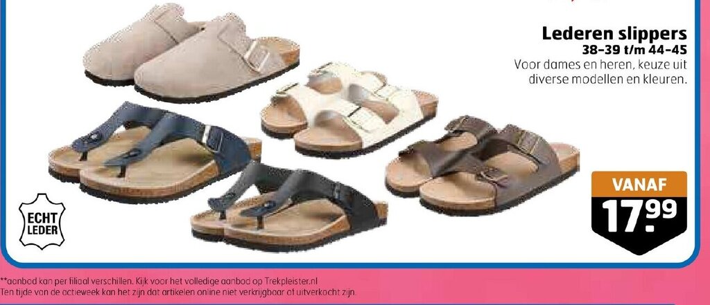 Lederen slippers aanbieding bij Trekpleister