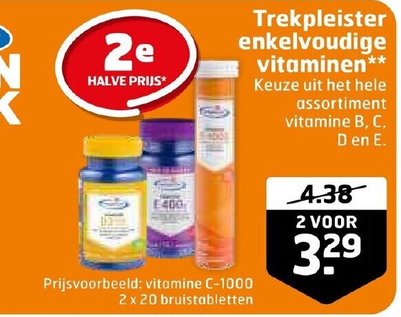 Vitamine C-1000 2 x 20 bruistabletten aanbieding bij Trekpleister
