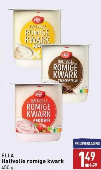 Halfvolle romige kwark 450 g. aanbieding bij ALDI