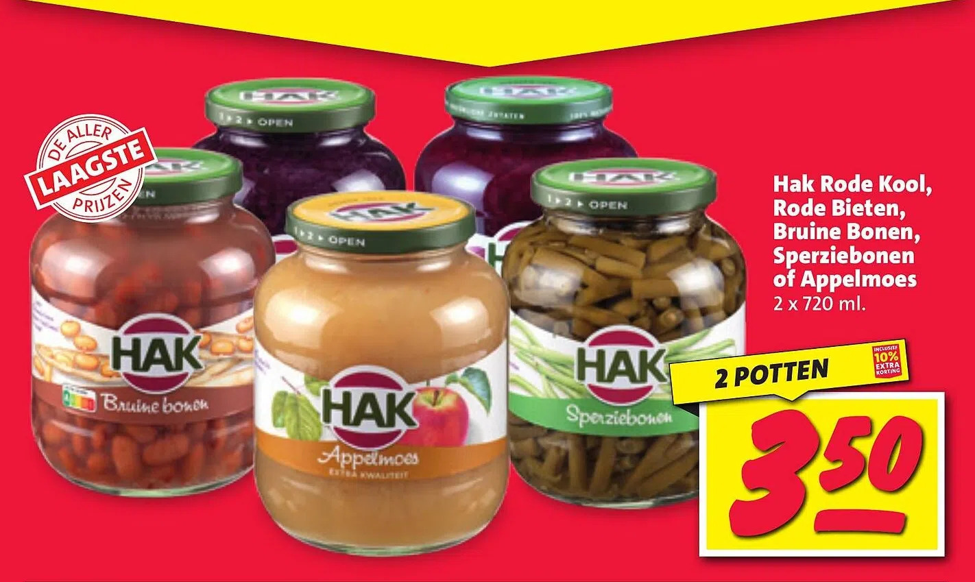 Hak rode kool, rode bieten, bruine bonen, sperziebonen of appelmoes ...