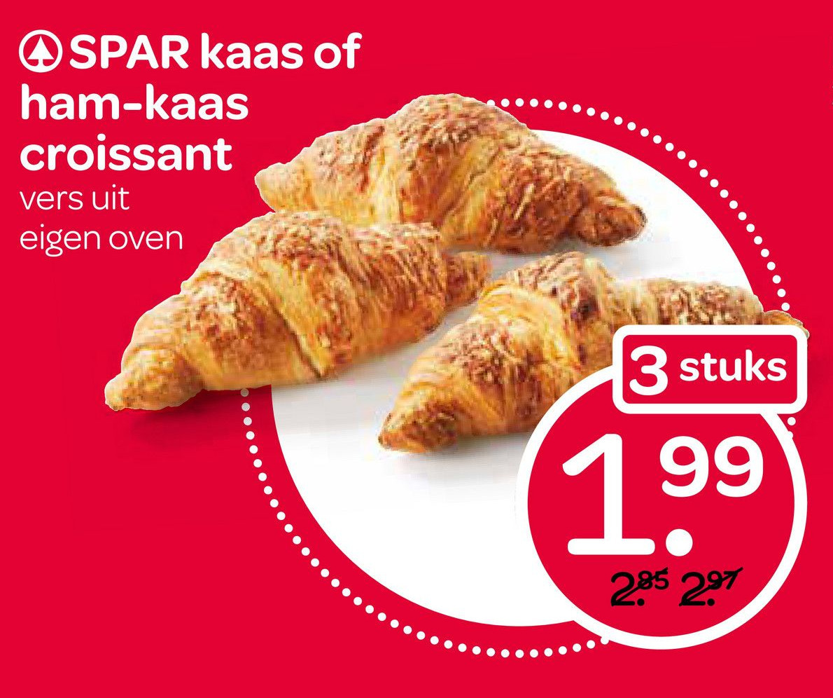 SPAR kaas of ham-kaas croissant aanbieding bij Spar