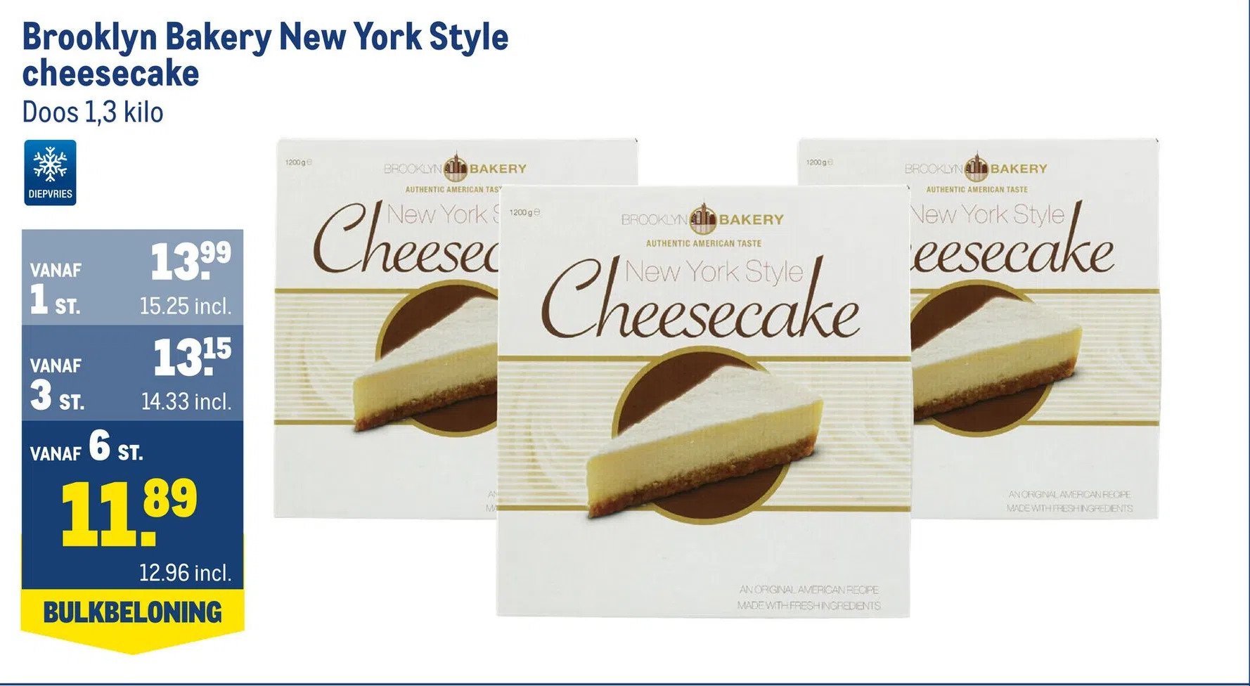 Brooklyn bakery new york style cheesecake aanbieding bij Makro