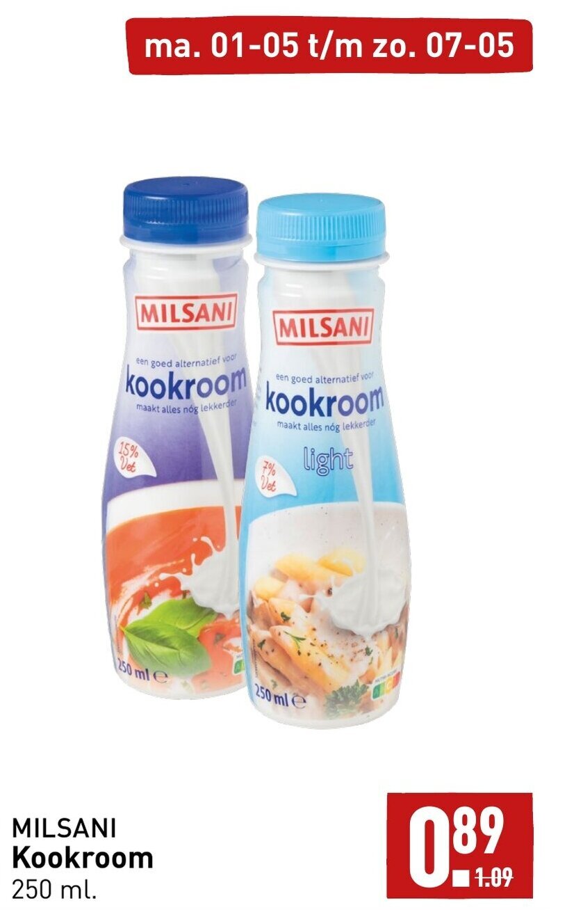 MILSANI Kookroom 250 ml. aanbieding bij ALDI