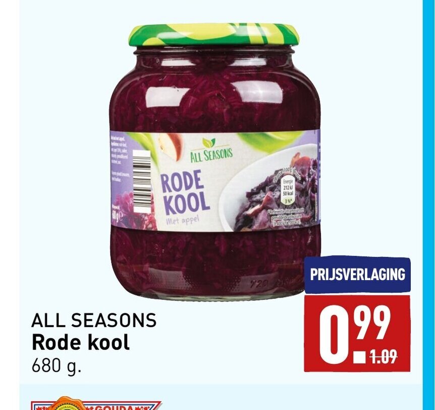 ALL SEASONS Rode kool 680 g. aanbieding bij ALDI