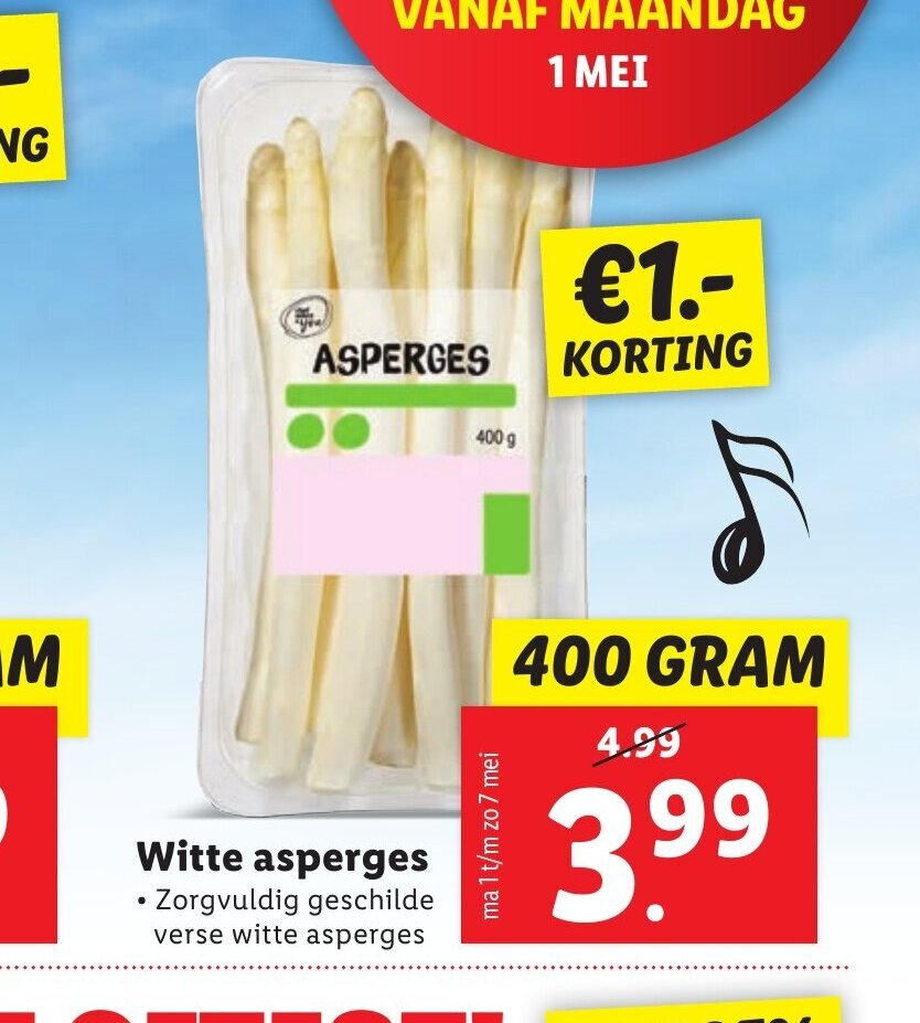 Witte asperges 400 gram aanbieding bij Lidl