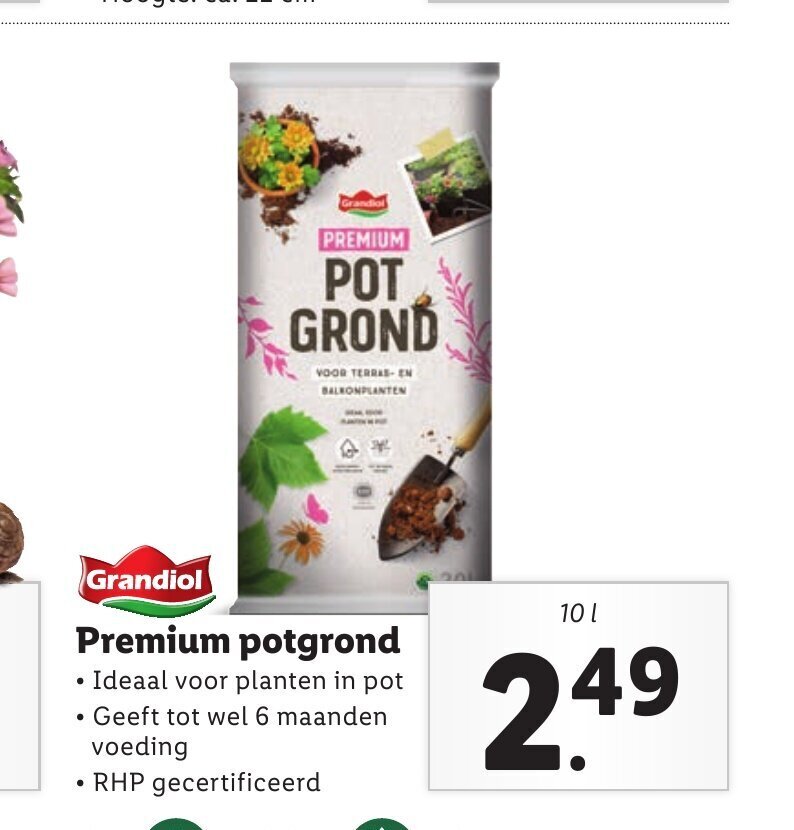 Grandiol Premium potgrond 10 l aanbieding bij Lidl