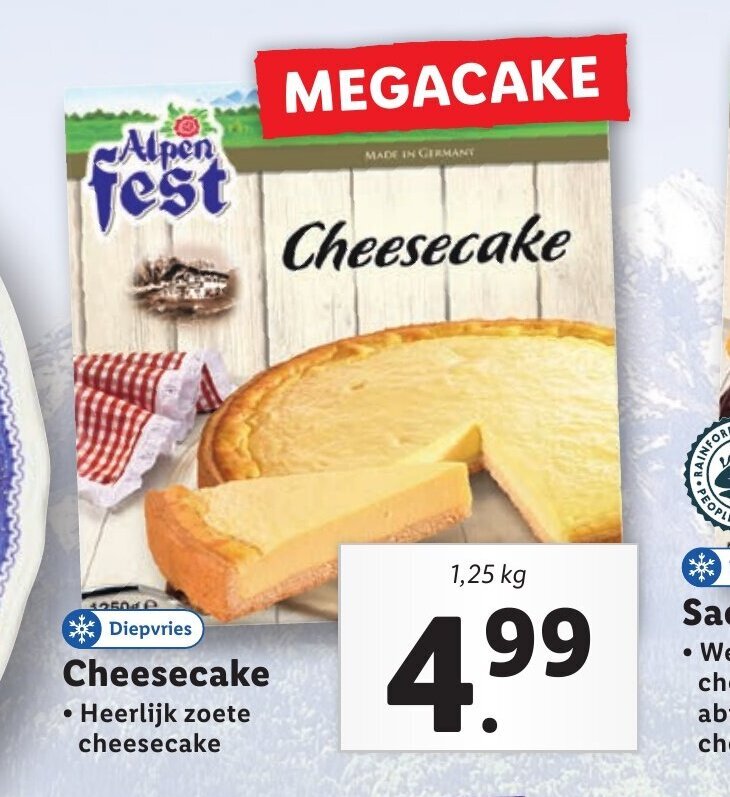 Cheesecake 1,25 kg aanbieding bij Lidl