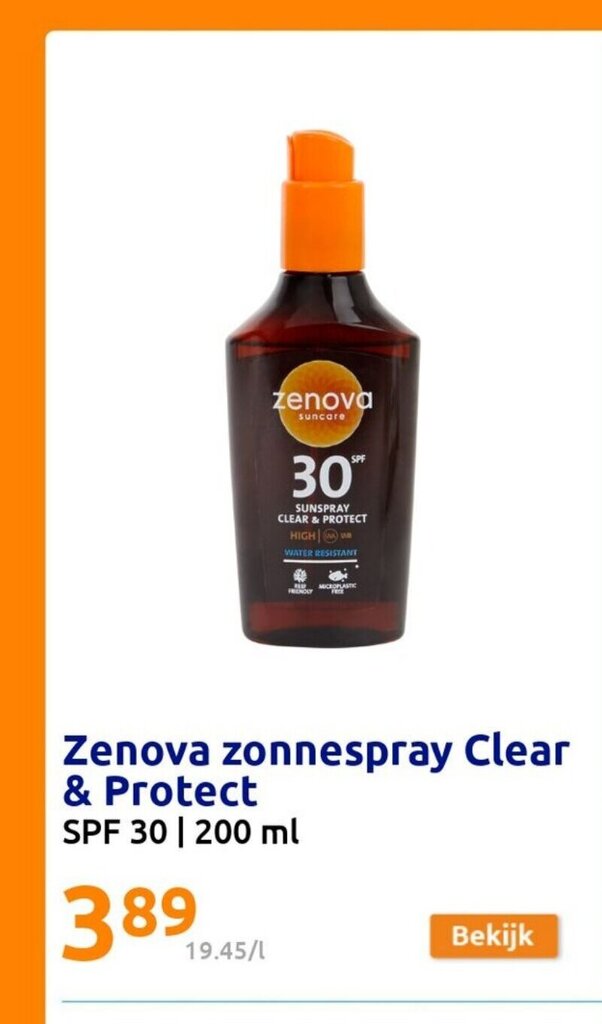 Zenova zonnespray Clear & Protect aanbieding bij Action