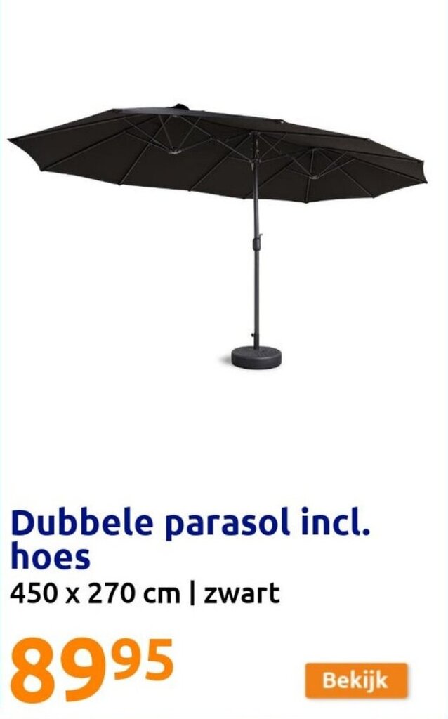 Dubbele parasol incl. hoes 450 x 270 cm aanbieding bij Action