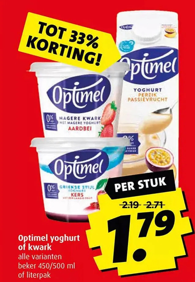 Optimel yoghurt of kwark aanbieding bij Boni