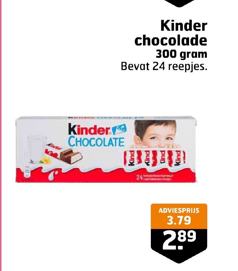Kinder chocolade 300 gram aanbieding bij Trekpleister