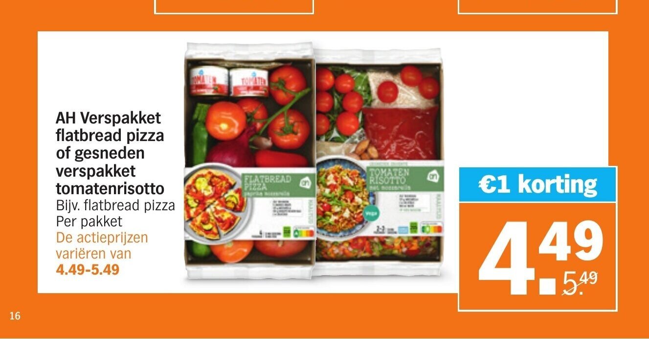 AH Verspakket flatbread pizza of gesneden verspakket tomatenrisotto ...