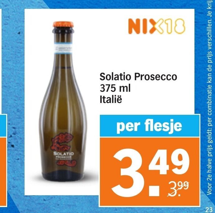 Solatio Prosecco 375 ml Italië aanbieding bij Albert Heijn