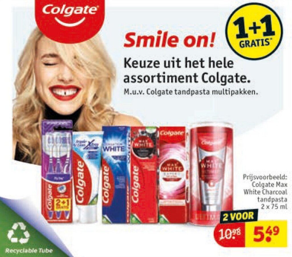 Keuze uit het hele assortiment Colgate. 1+1 gratis aanbieding bij Kruidvat