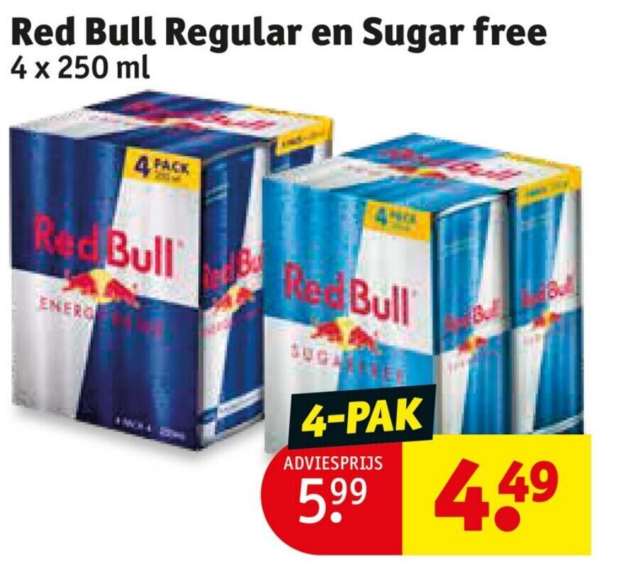Red Bull Regular en Sugar free aanbieding bij Kruidvat