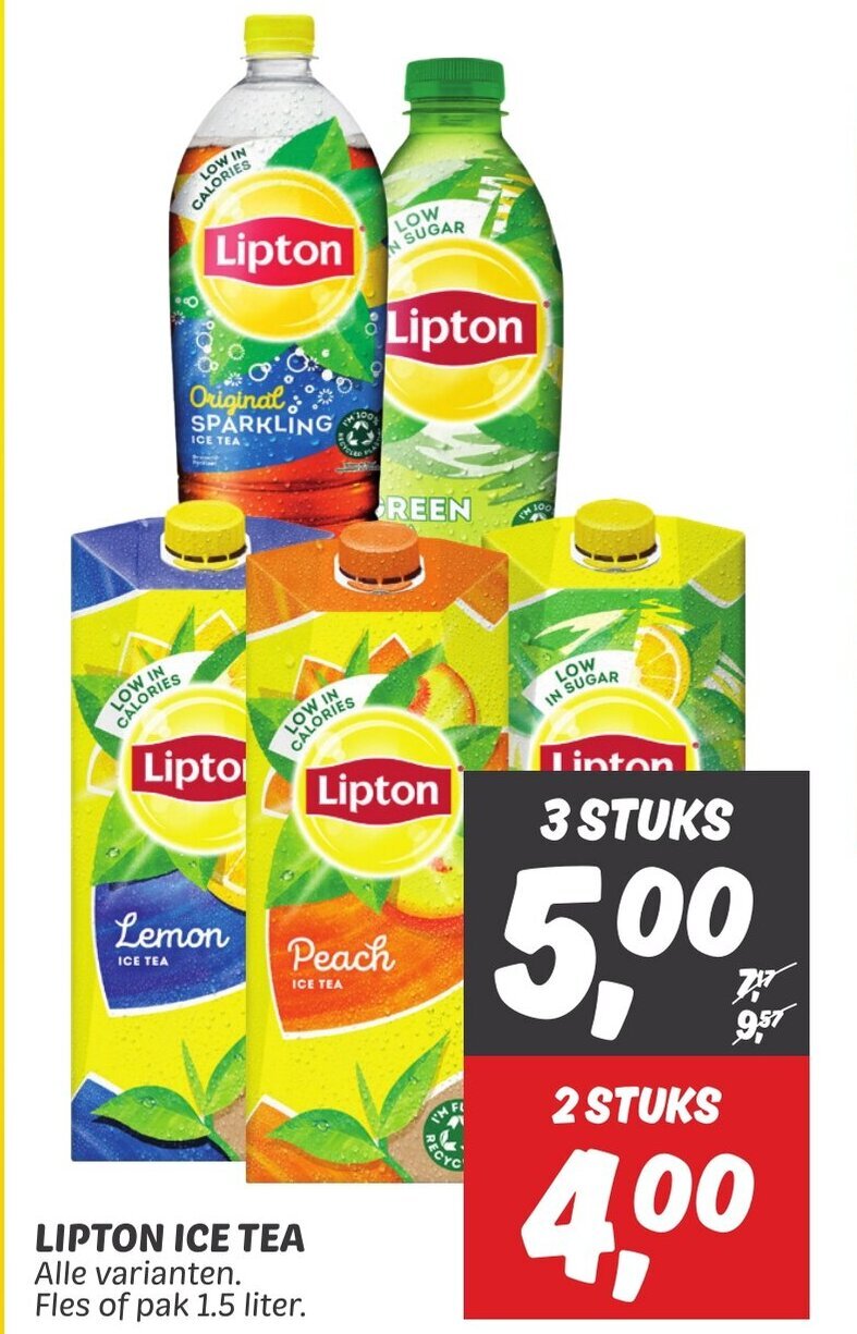 Lipton ICE TEA 1.5 liter aanbieding bij Dekamarkt