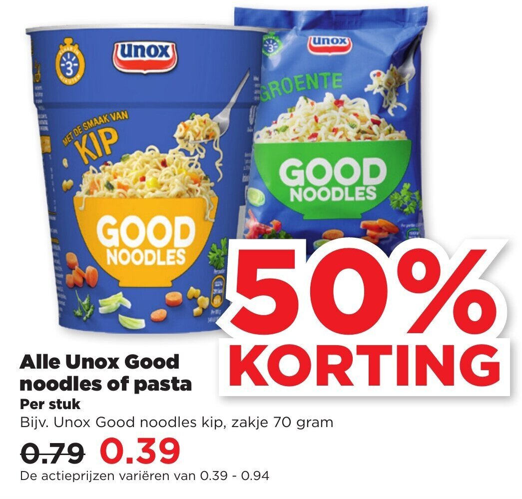 Alle Unox Good noodles of pasta aanbieding bij PLUS