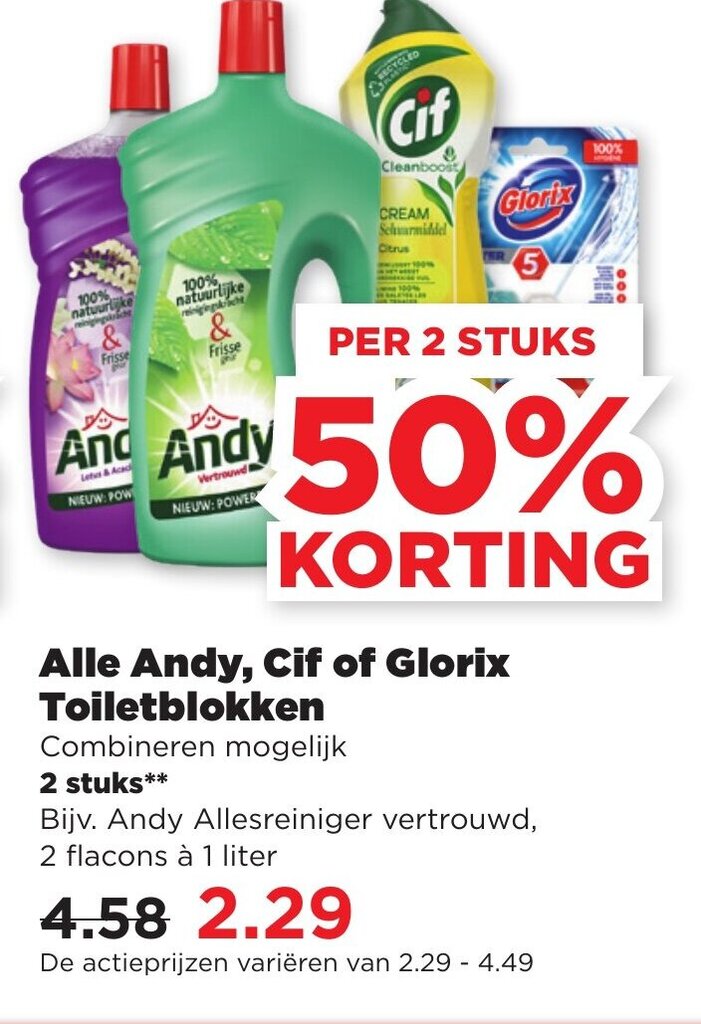 Alle Andy, Cif of Glorix Toiletblokken aanbieding bij PLUS