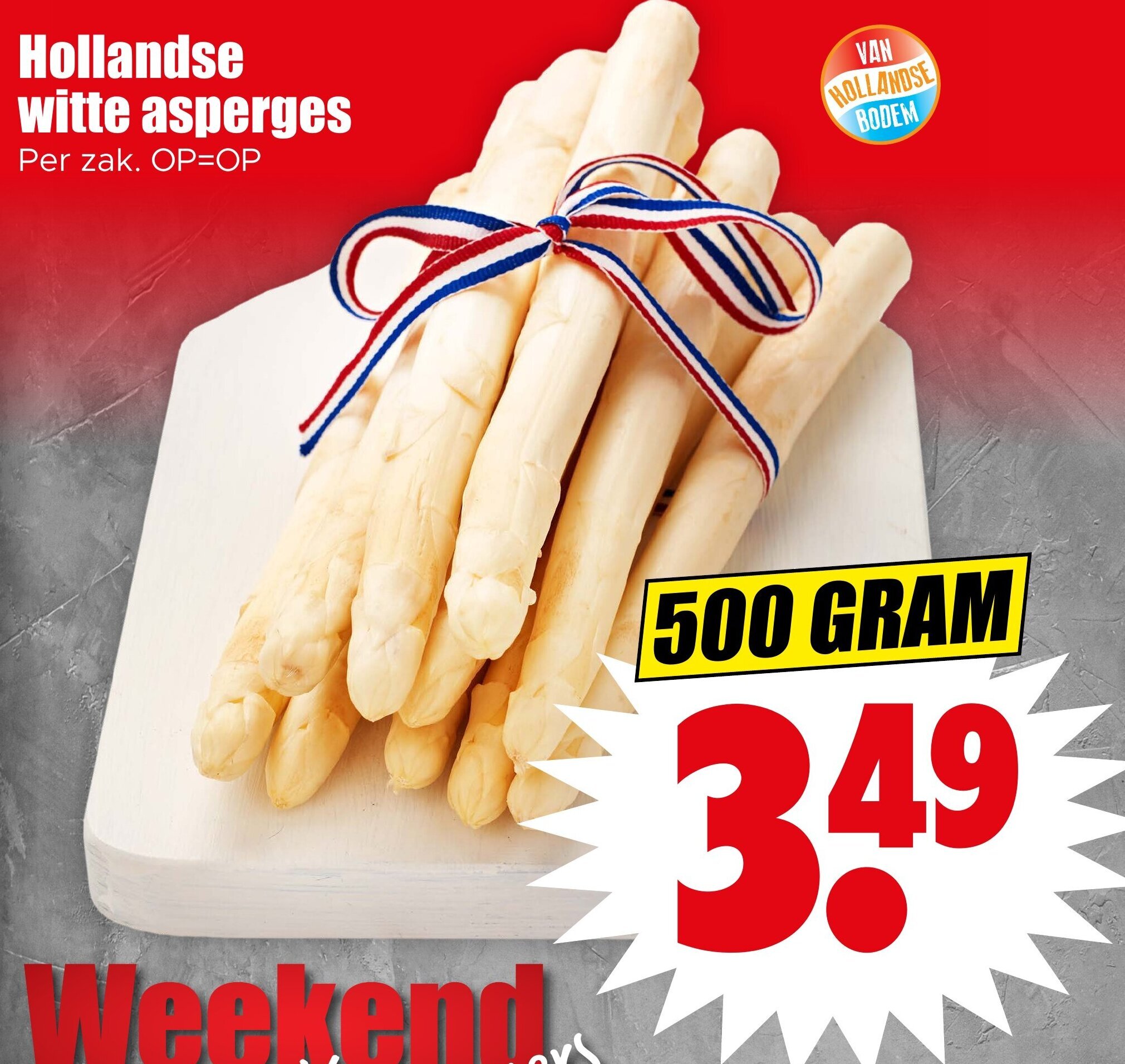 Hollandse witte asperges 500 GRAM aanbieding bij Dirk