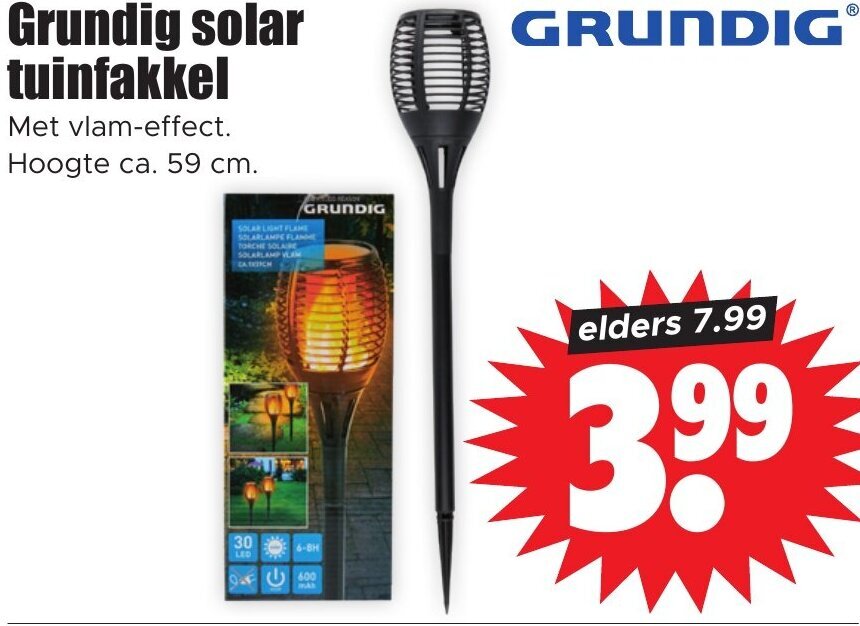 Grundig solar tuinfakkel aanbieding bij Dirk