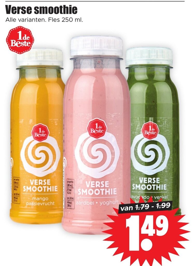 Verse smoothie 250ml aanbieding bij Dirk