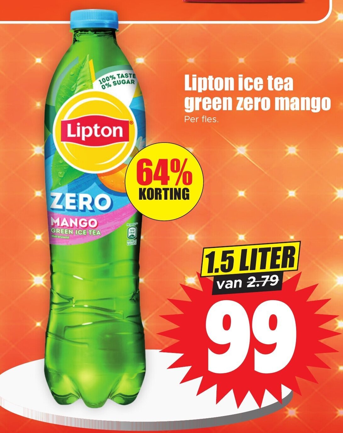 Lipton ice tea green zero mango aanbieding bij Dirk