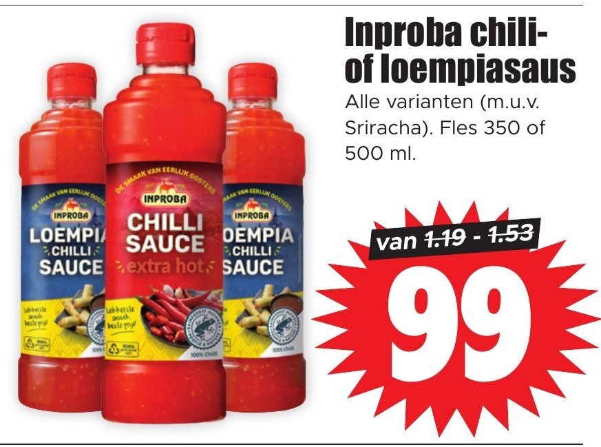 Inproba chili-of loempiasaus 350ml aanbieding bij Dirk