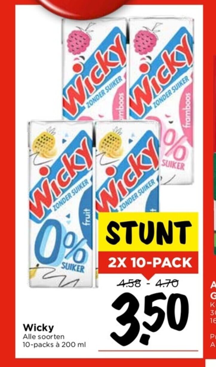 Wicky Alle soorten 10-packs à 200 ml aanbieding bij Vomar