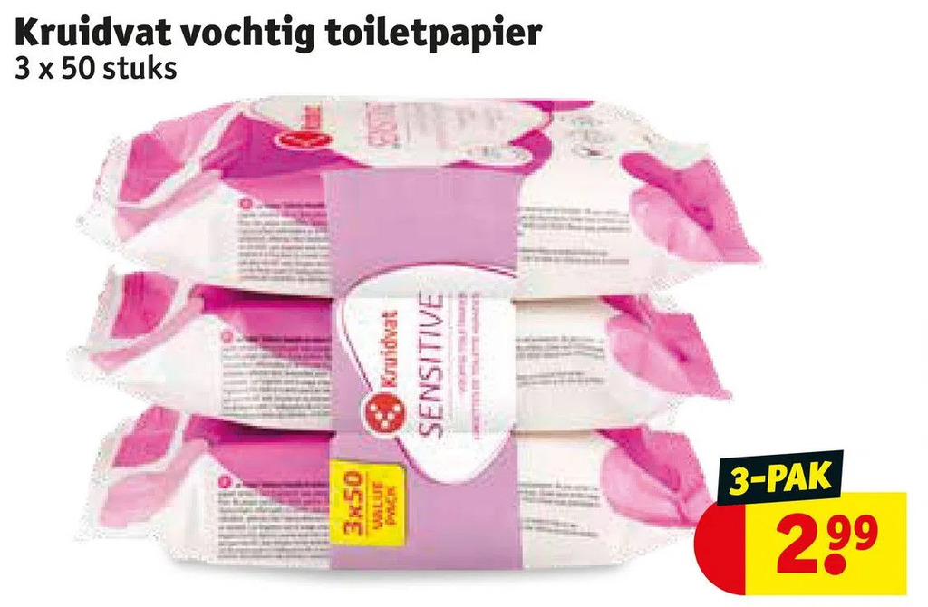 Kruidvat vochtig toiletpapier aanbieding bij Kruidvat